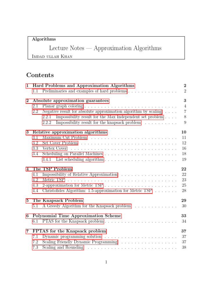 Cs510 Notes 17 Approximation Algorithms Download Free Pdf Computational Science