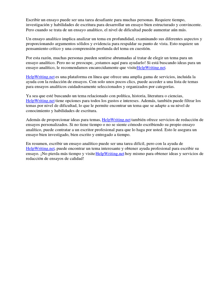 Temas Para Un Ensayo Analítico | PDF | Ensayos | Pensamiento crítico
