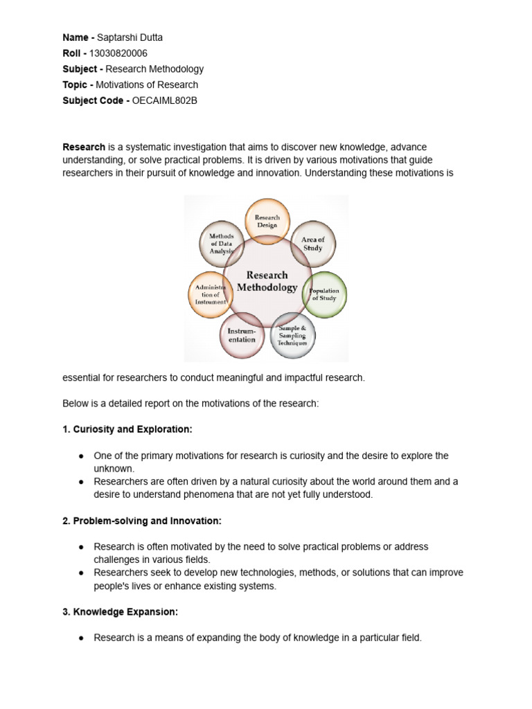 Research Methodology - CA4 - Motivations of Research | PDF | Motivation ...
