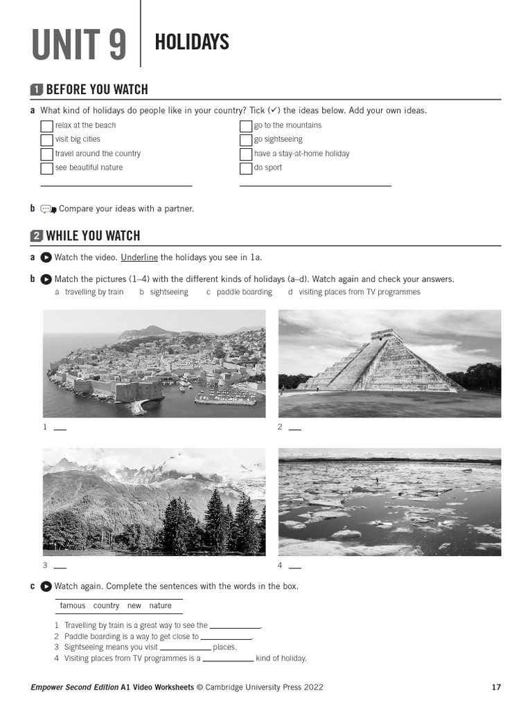 Empower Starter Video Activity Sheet Unit 09 | PDF