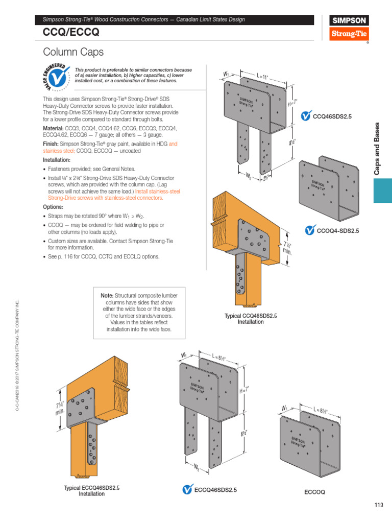 COLUMNS CAP CDN18113X | PDF | Screw | Buckling