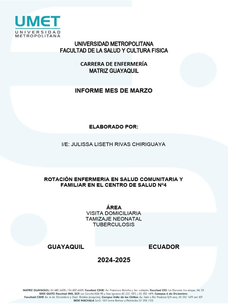 Informe Complementario Centro de Salud Nº4 Marzo | PDF | Vacunación | Enfermedades y trastornos