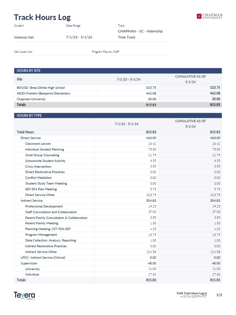 track hours log 9 | PDF