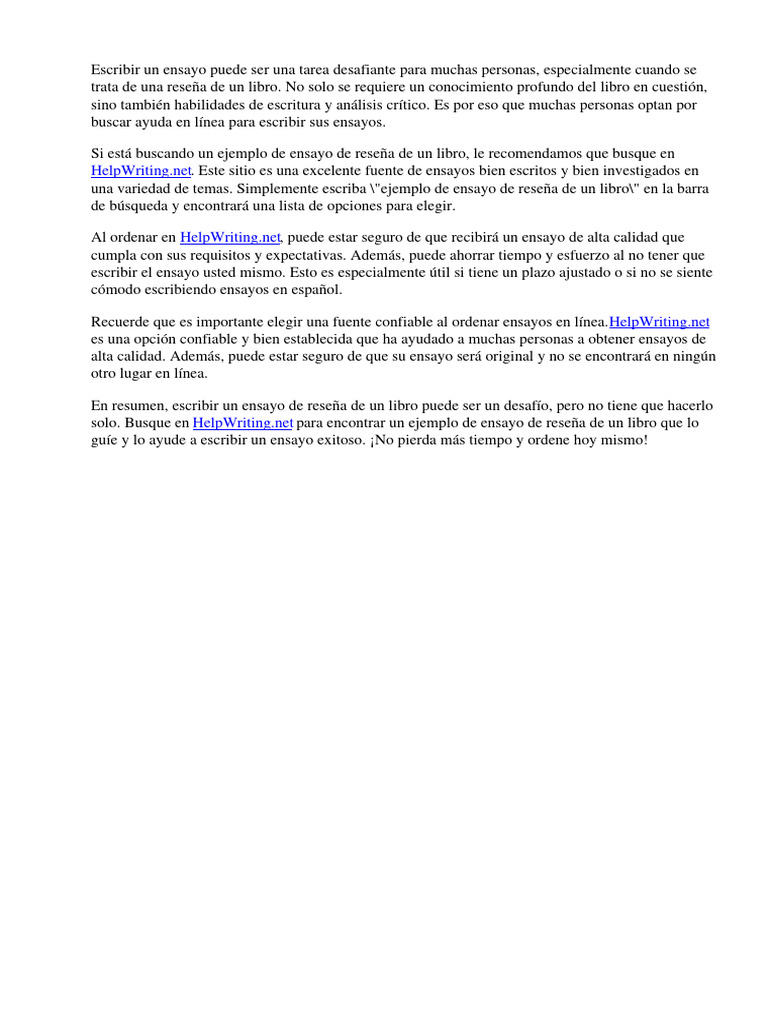 Ejemplo de Ensayo de Reseña de Un Libro | PDF | Ensayos | Comunicación ...