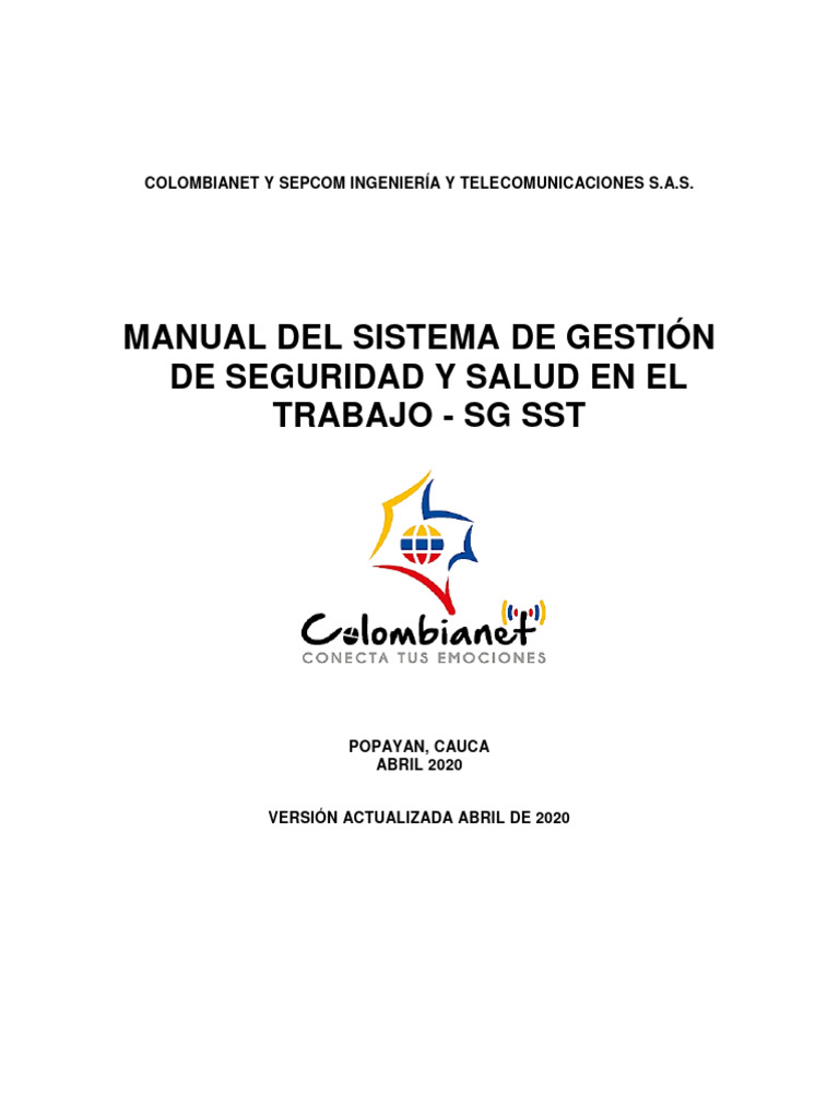 Manual SST Colombianet 2020 | PDF | Riesgo