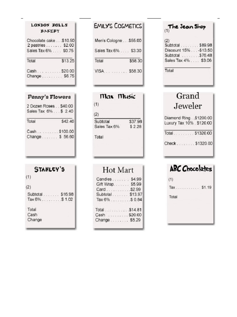 Shopping Receipts | PDF