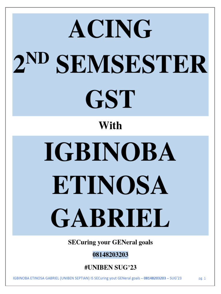 GST WITH IGBINOBA GABRIEL ETINOSA | PDF | Cell (Biology) | Mediation