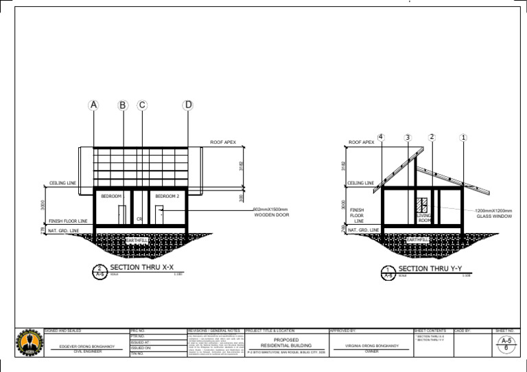 SECTION THRU X-X & Y-Y | PDF | Building Engineering | Residential Buildings