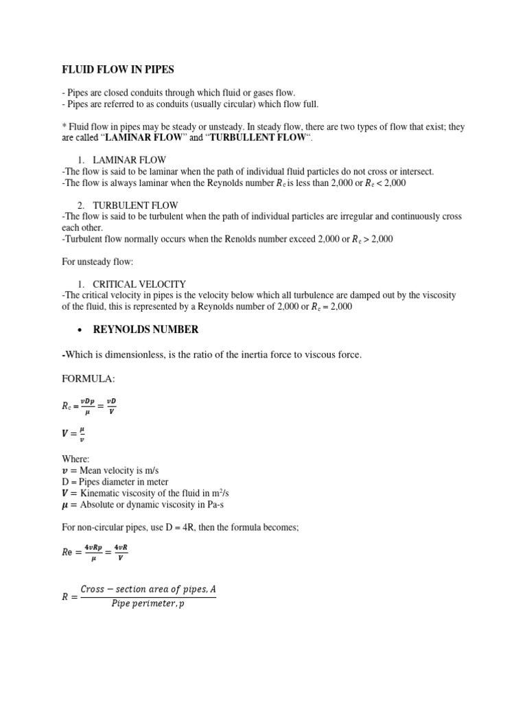 Pipe Flow Dynamics Explained | PDF | Reynolds Number | Fluid Dynamics