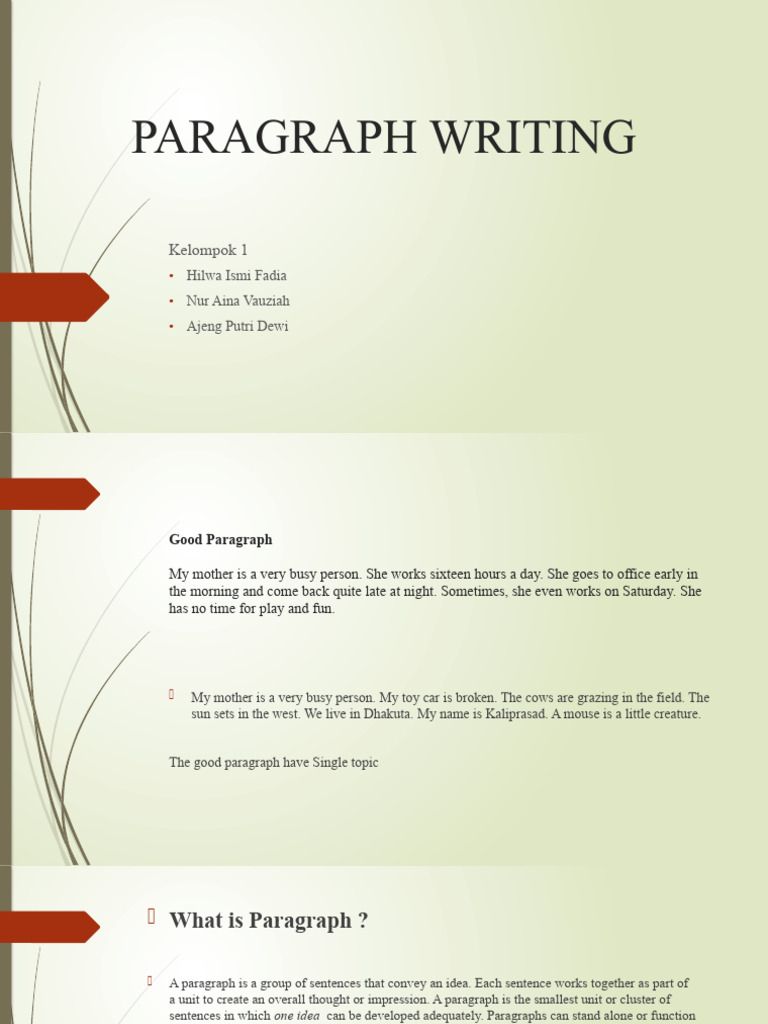 PARAGRAPH WRITING - Kel. 1 | PDF | Paragraph | Health Care