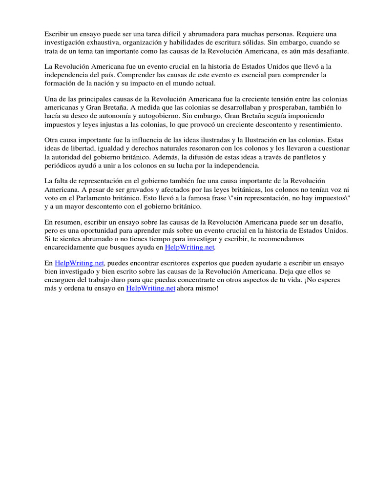 Causas de La Revolución Americana | PDF | revolución Americana ...