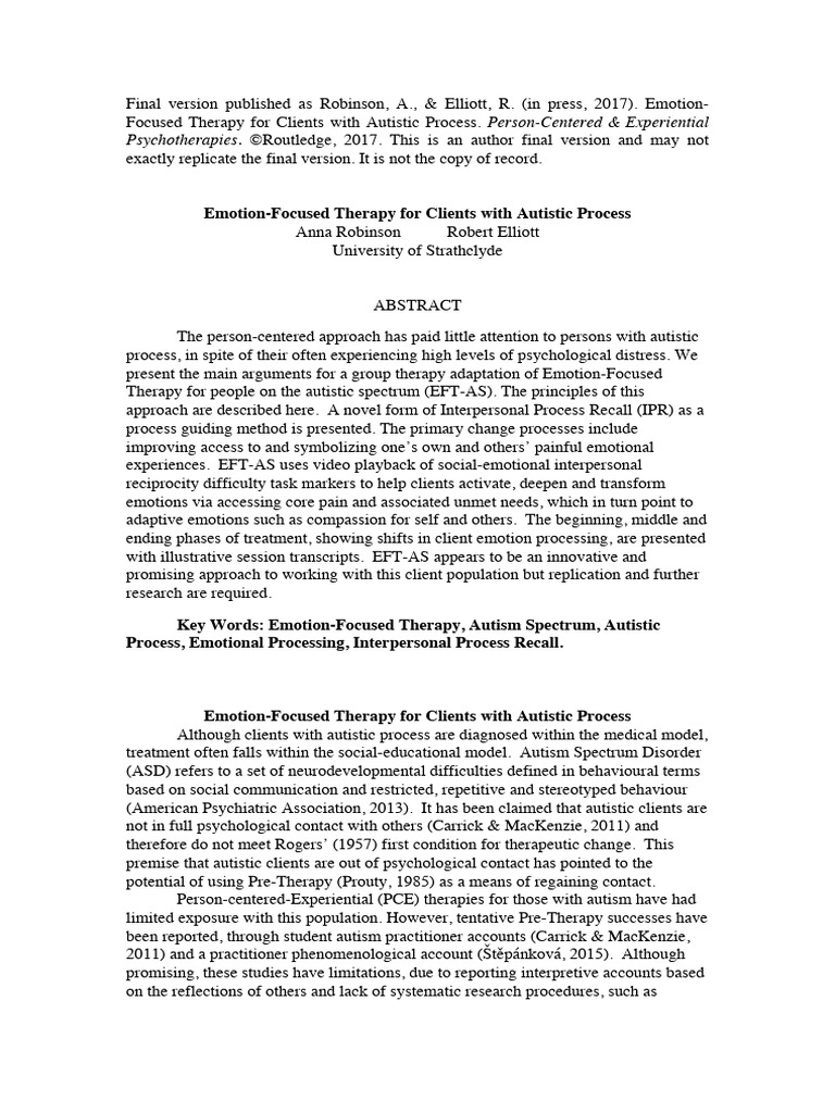 Robinson EFT Autistic | PDF | Psychotherapy | Autism Spectrum