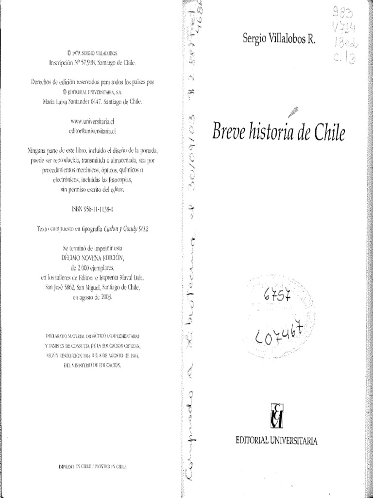 Villalobos, Sergio - Breve Historia de Chile | PDF