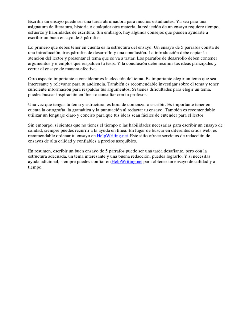 Cómo Escribir Un Buen Ensayo de 5 Párrafos | Descargar gratis PDF ...