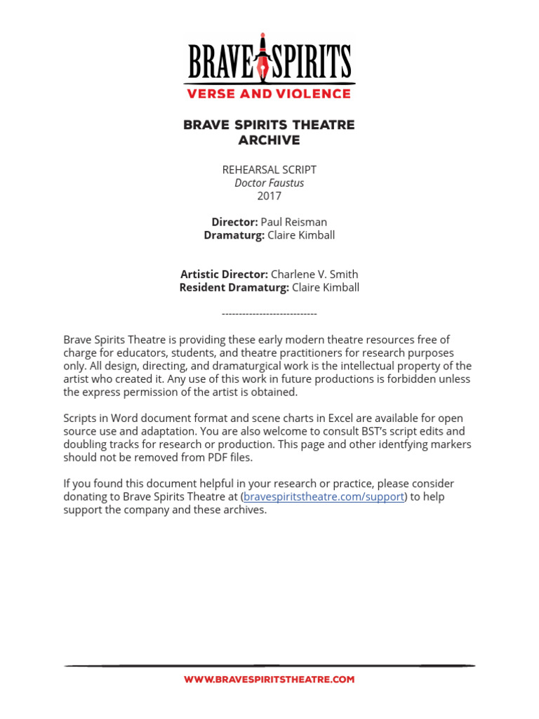 Doctor Faustus Script Archive 2017 | PDF | Hell | Satan