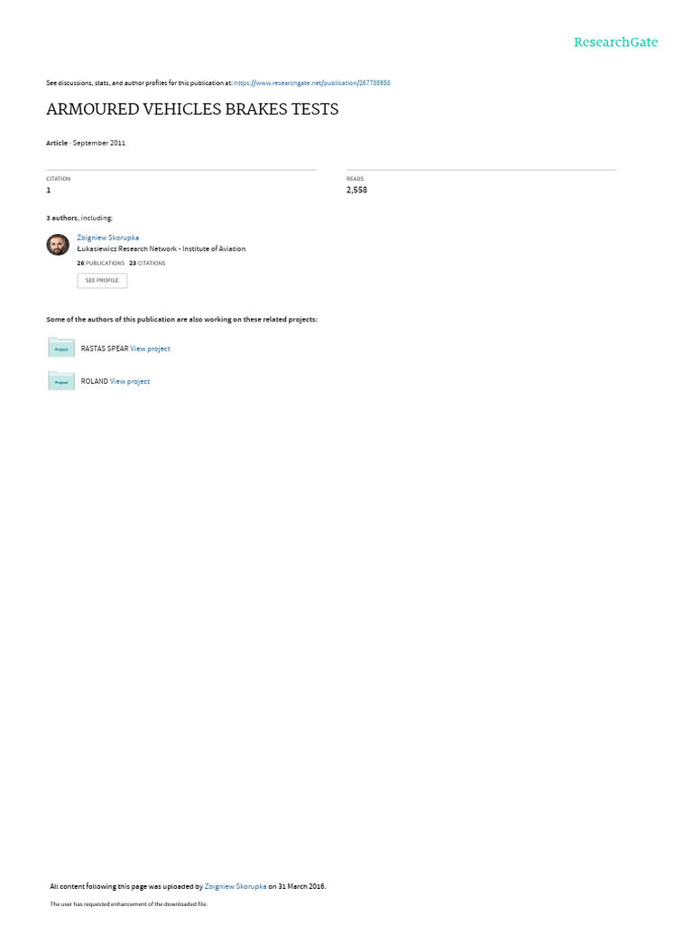 Armoured Vehicles Brakes Tests | PDF | Armoured Fighting Vehicles | Brake