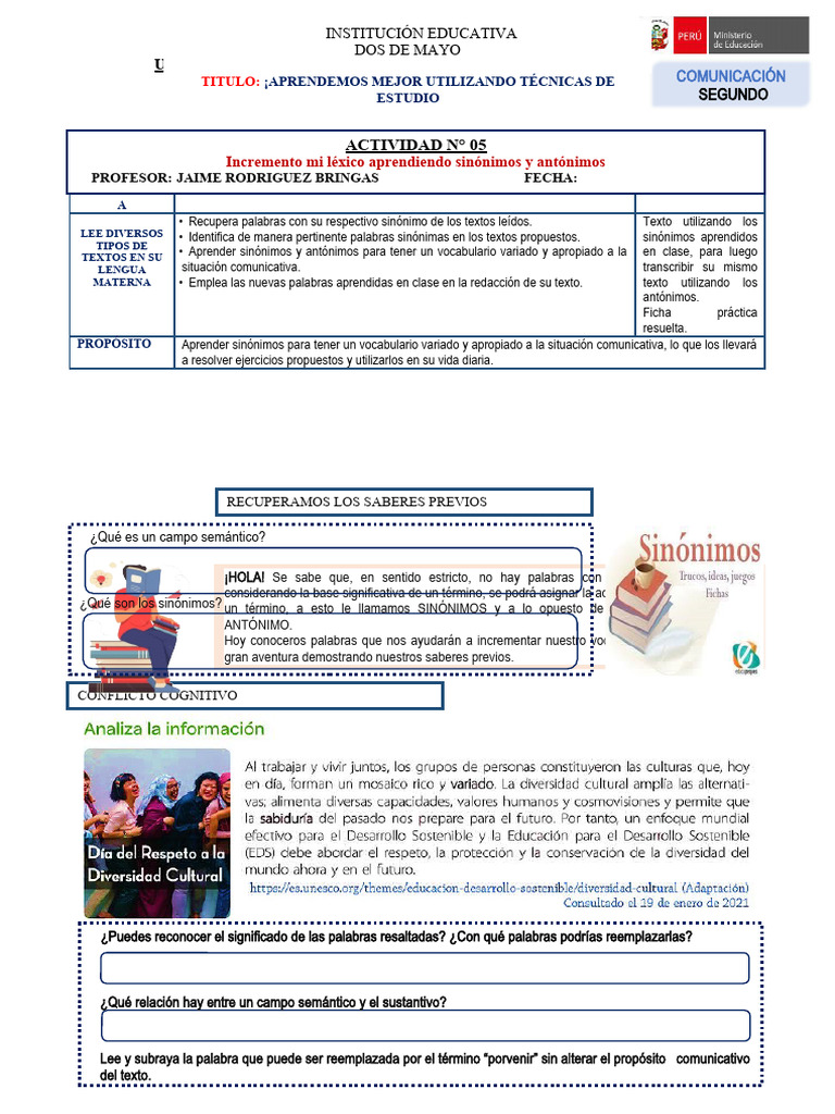Incrementa tu Vocabulario con Sinónimos y Antónimos | PDF | Léxico ...