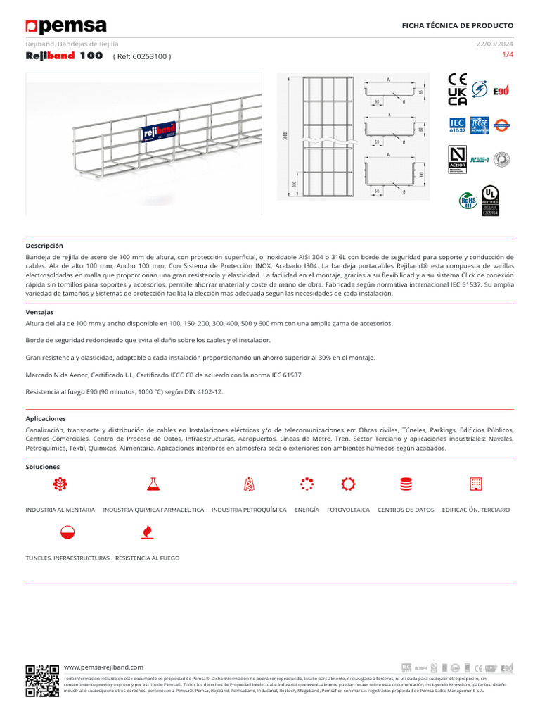 Specifications Rejiband 100 60253100 | PDF | Tornillo | Acero inoxidable