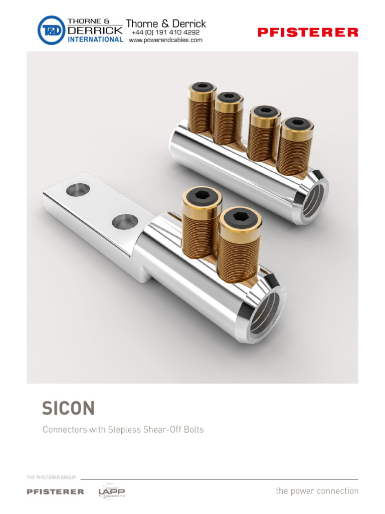 Shearbolt Cable Connectors Cable Lugs Pfisterer Sicon | Download Free ...