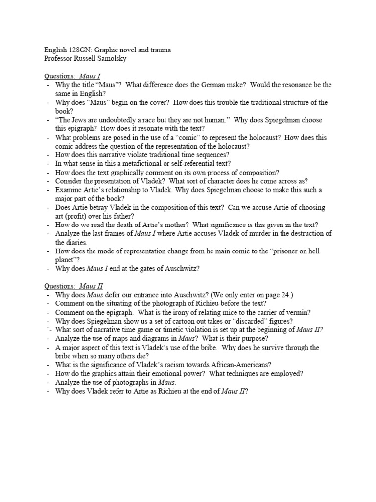 Analyzing Trauma in Maus: Key Questions | PDF | Classics