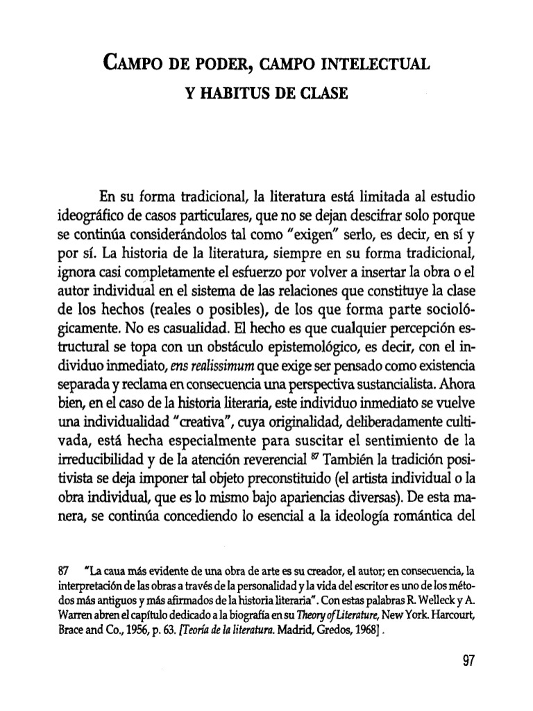 Campo de Poder Campo Intelectual y Habitos Ebn Clase | Descargar gratis ...