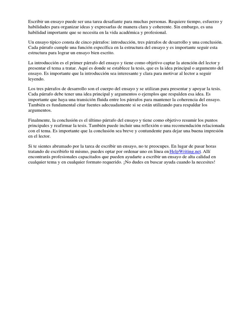 Ejemplo de Un Ensayo de 5 Párrafos | PDF | Ensayos | No ficción