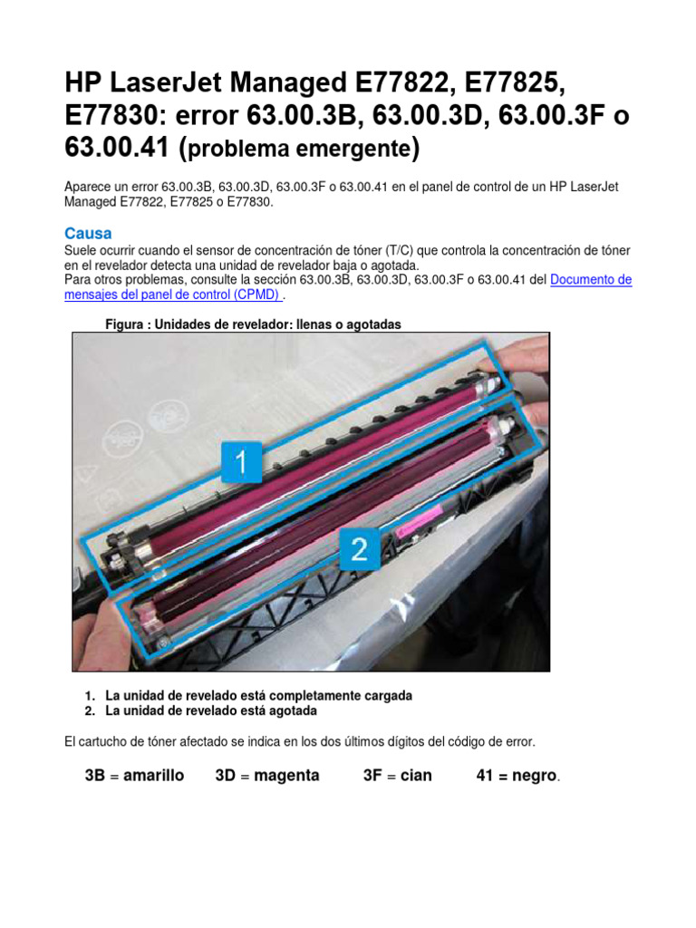 HP LaserJet Managed E778 - 63.00.3B 63.00.3D 63.00.3F or 63.00.41 Error ...
