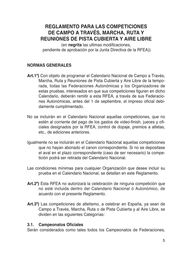 Reglamento Competiciones Atletismo RFEA | PDF | Deporte del atletismo | Dopaje en el deporte