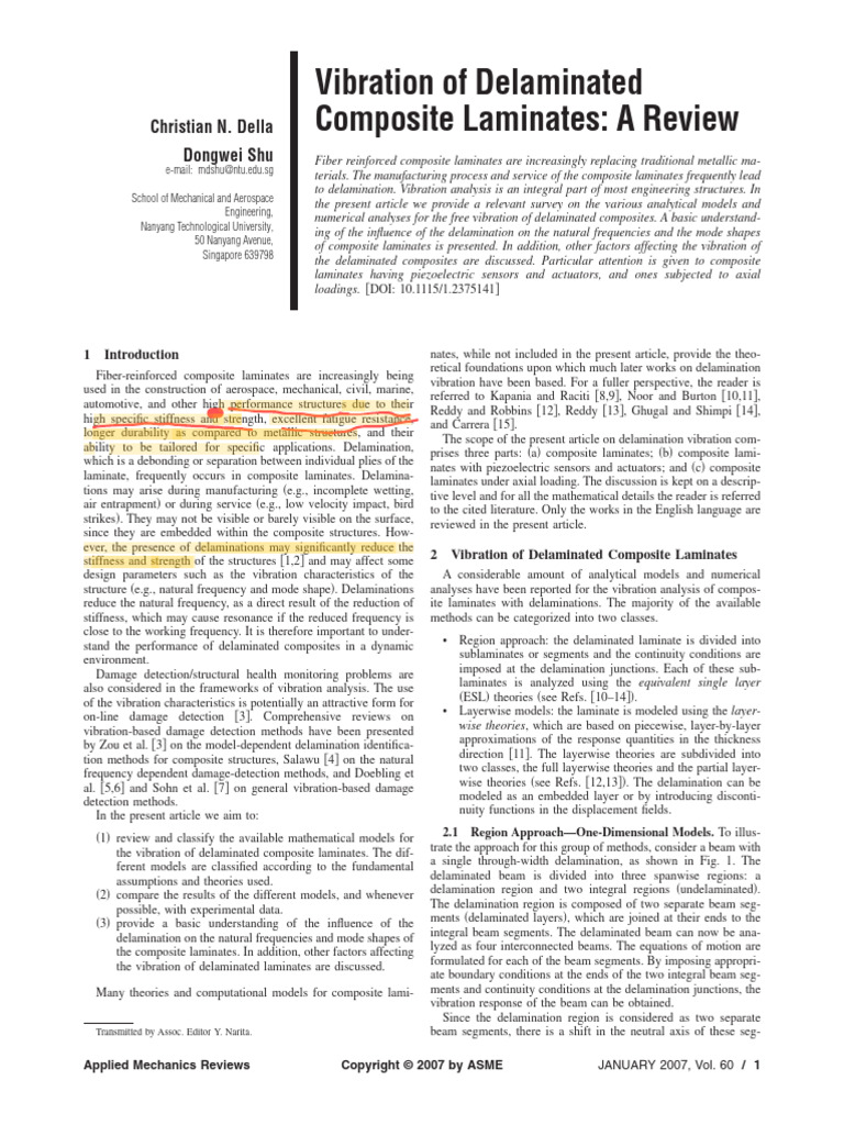 Vibrationofdelaminatedcomposites Areview | PDF | Beam (Structure ...