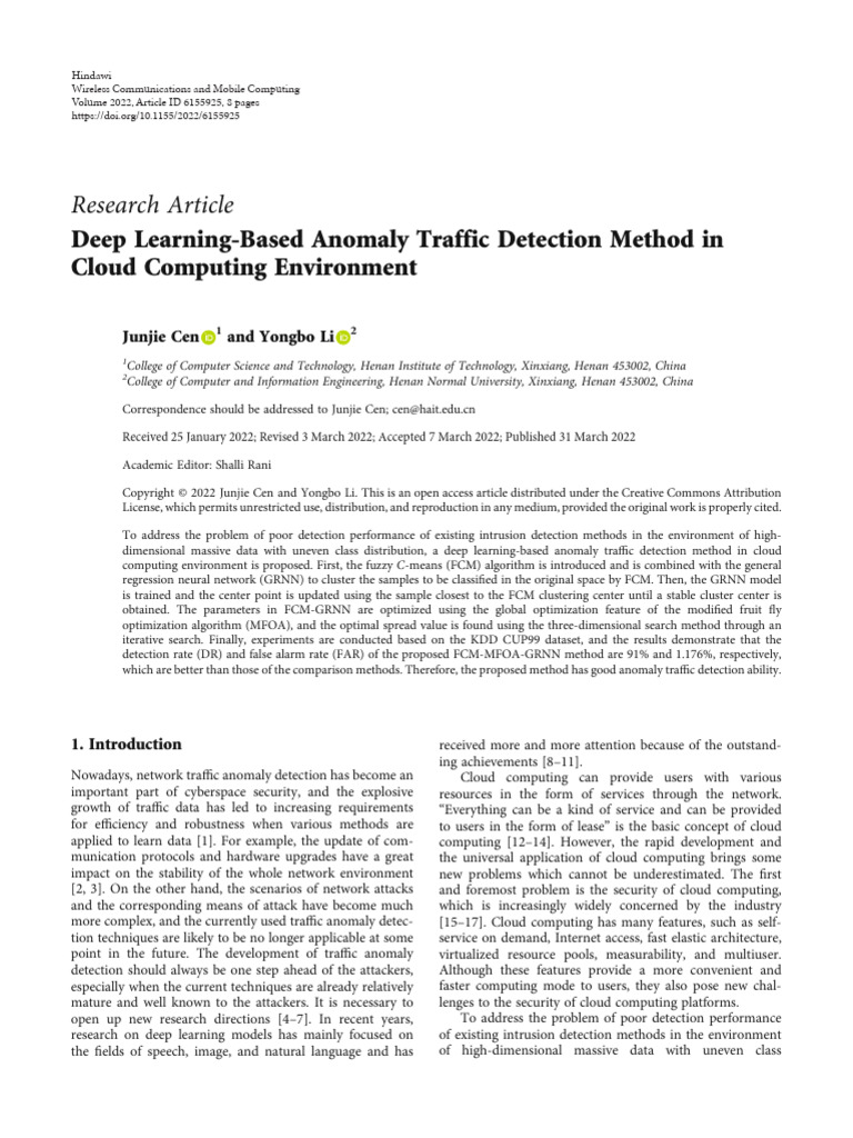 Deep Learning-Based Anomaly TR | PDF | Cluster Analysis | Deep Learning Deep Learning-Based Anomaly TR | PDF | Cluster Analysis | Deep Learning