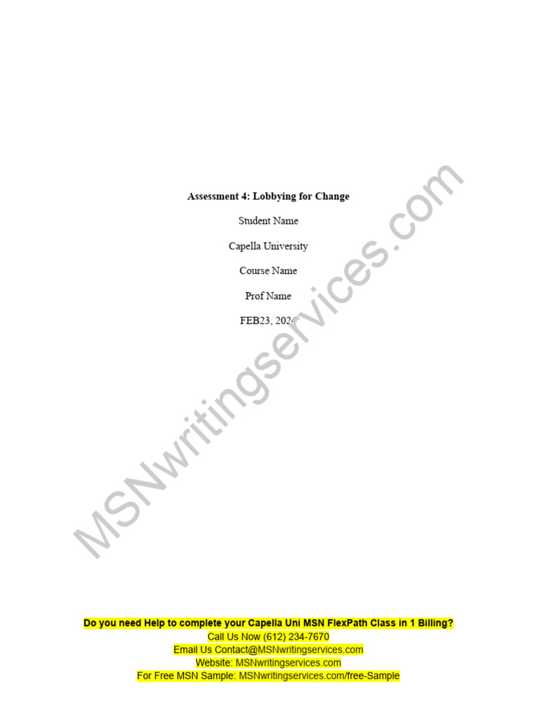 NHS FPX 6008 Assessment 4 Lobbying For Change | PDF | Health Care ...