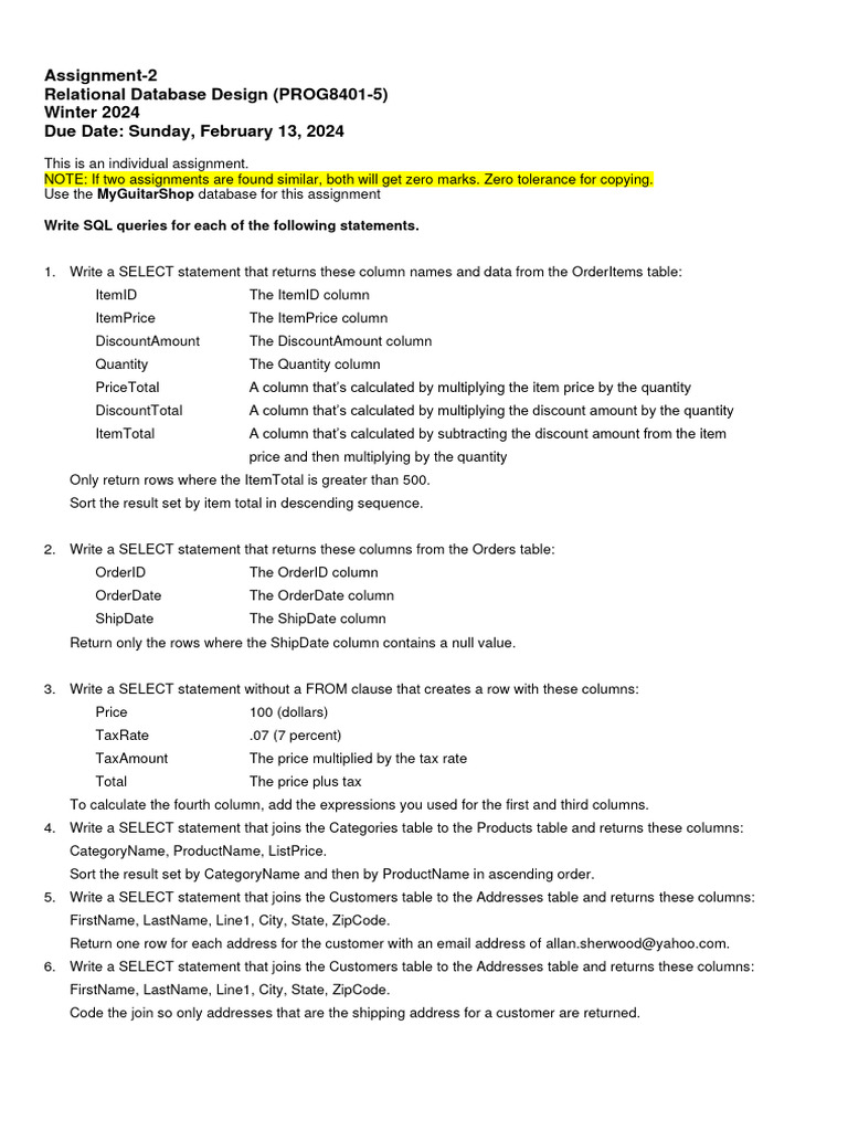 Assignment 02 Pdf Table Database Computer Data 8886