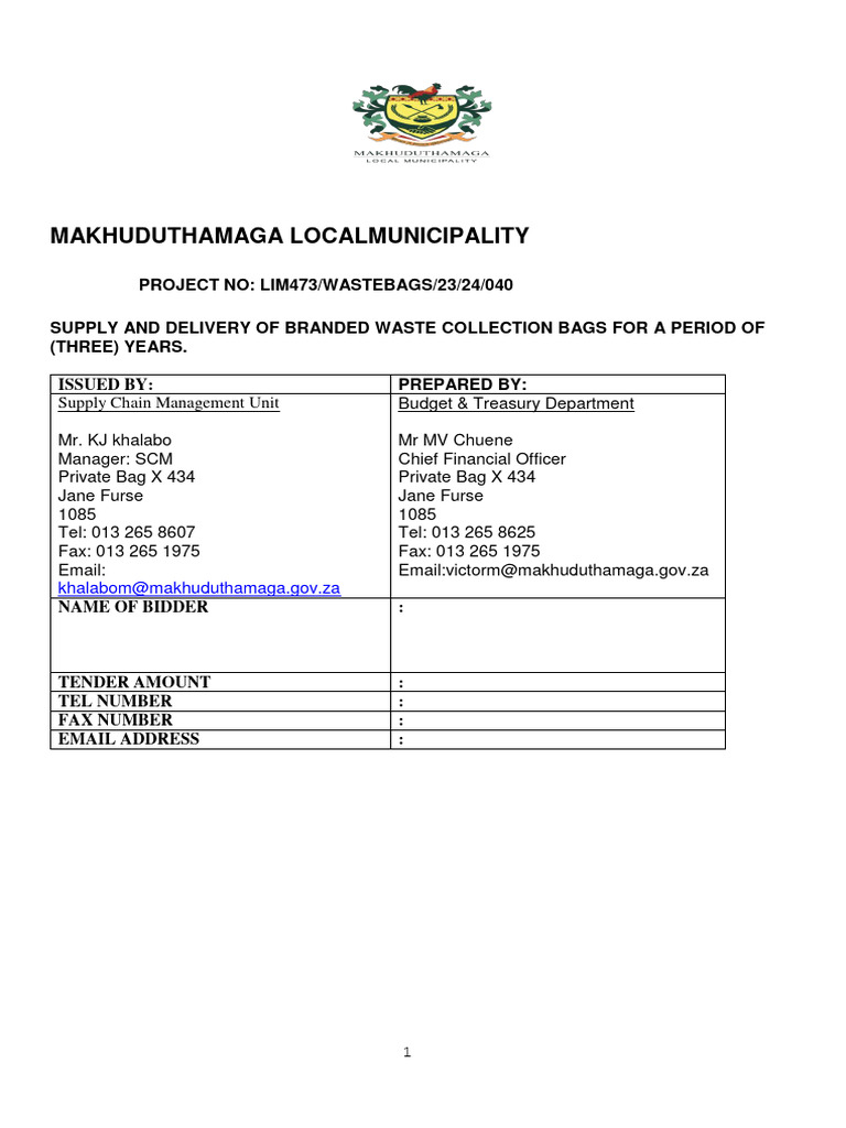 Tender Document For Waste Collection | PDF | Sole Proprietorship ...