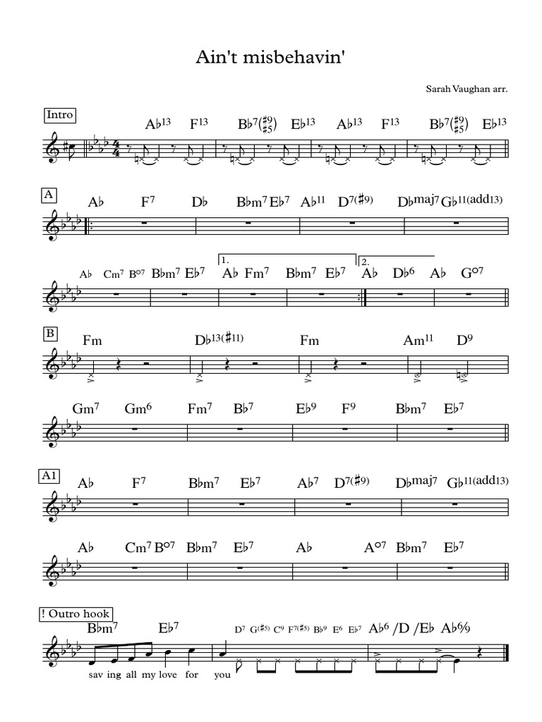 Ain't Misbehavin' - Sarah Vaughan | PDF