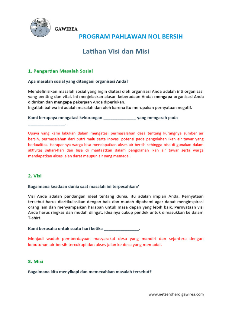 GAWIREA-Worksheet Vision and Mission | PDF