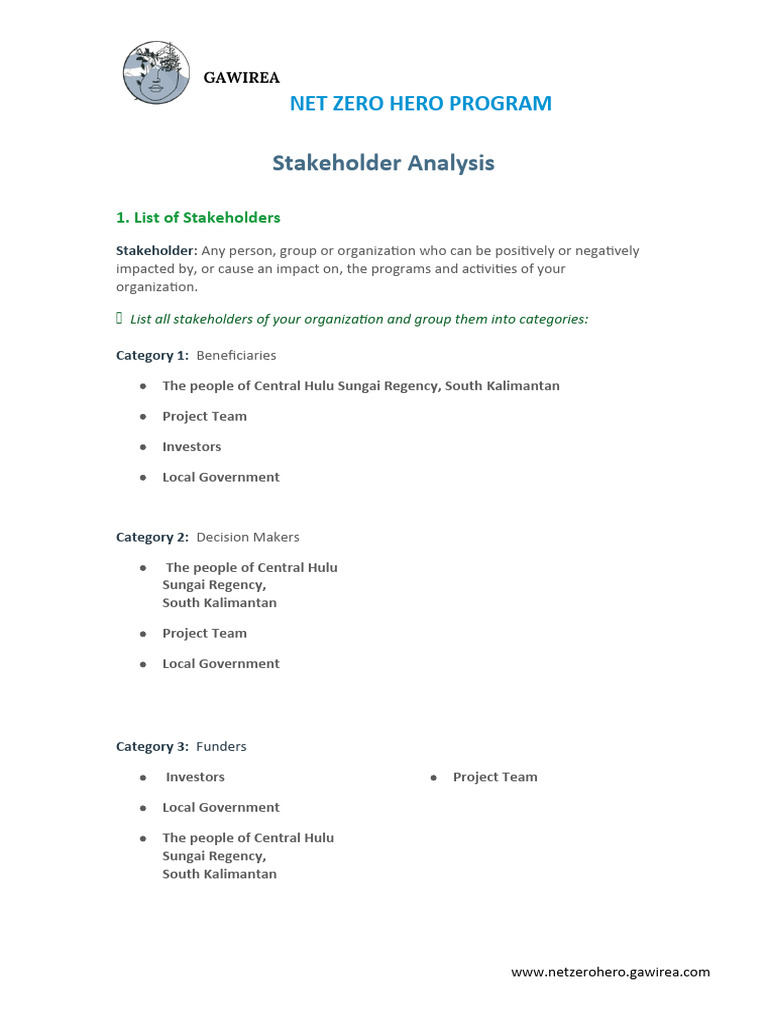 GAWIREA-Worksheet Stakeholder Analysis | PDF | Stakeholder (Corporate ...