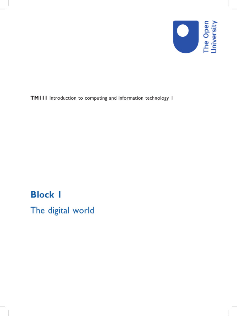 Block 1 The Digital World: TM111 Introduction To Computing and Information Technology 1 | PDF ...