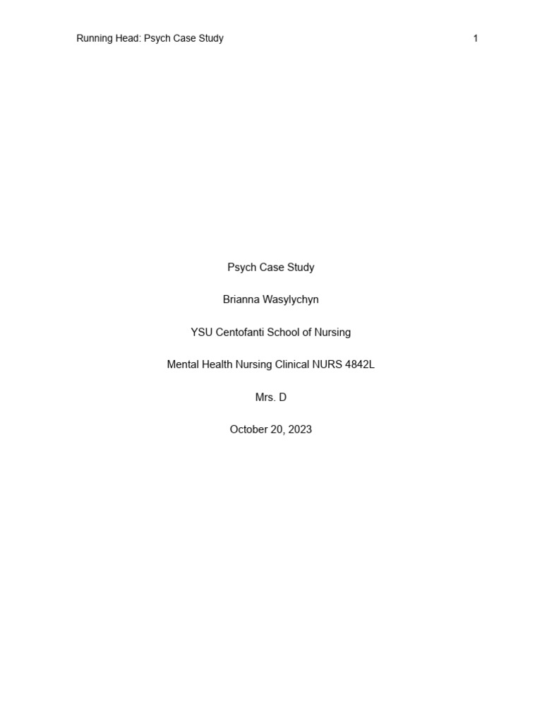 Psych Case Study | Download Free PDF | Bipolar Disorder | Mental Disorder