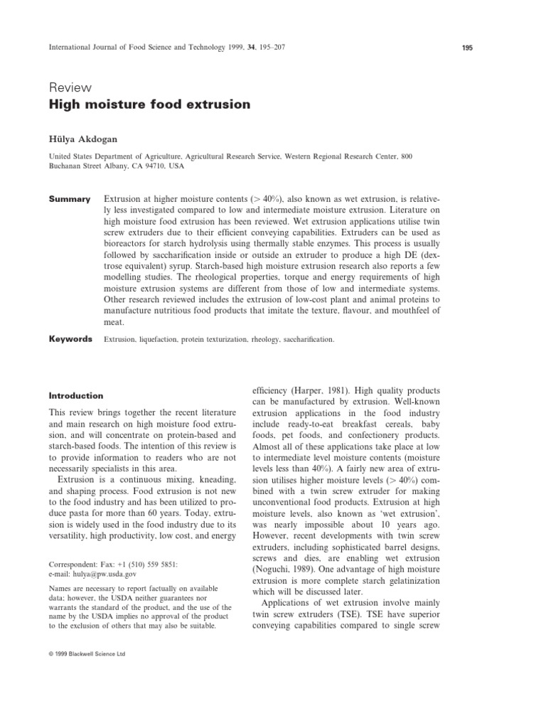 A.4.8 High Moisture Food Extrusion | PDF | Extrusion | Starch