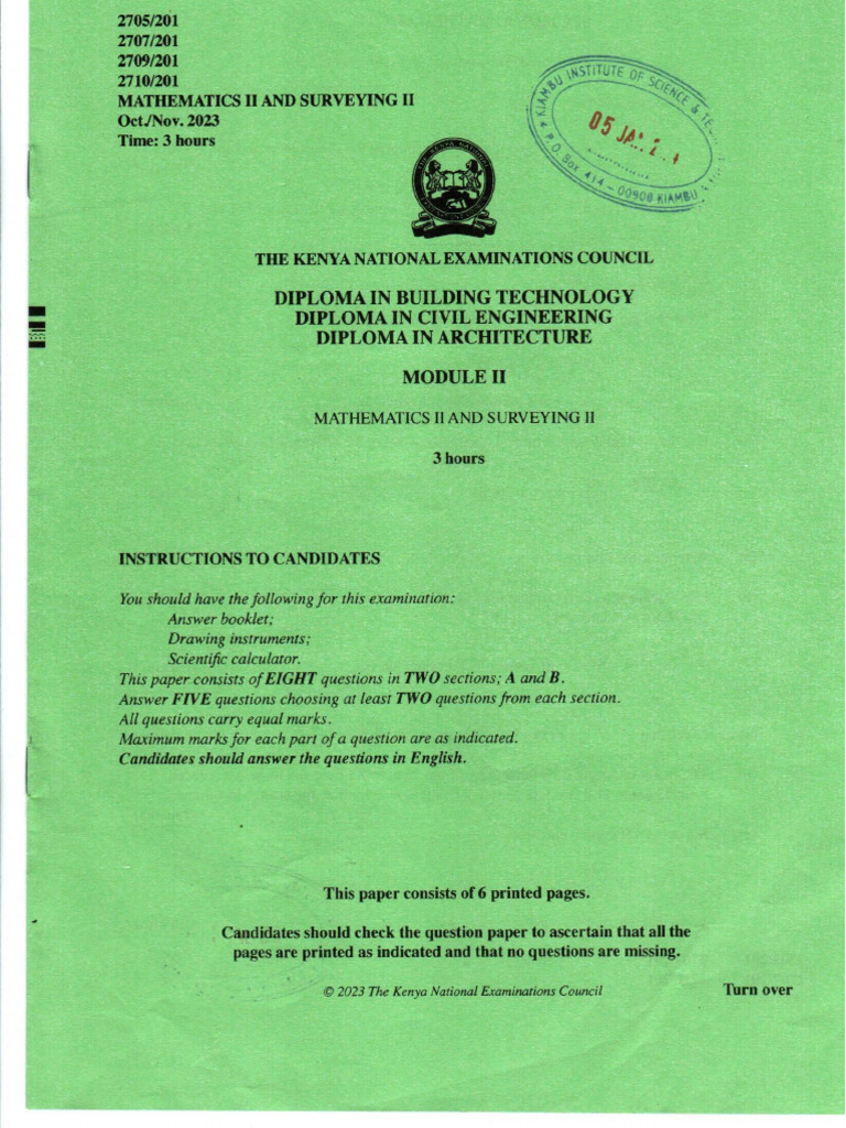 Mathematics II and Surveying II Module II Nov 2023 | PDF