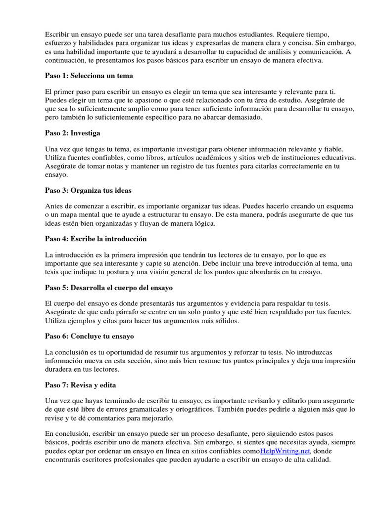 Pasos para Escribir Un Ensayo | PDF | Ensayos | Las artes