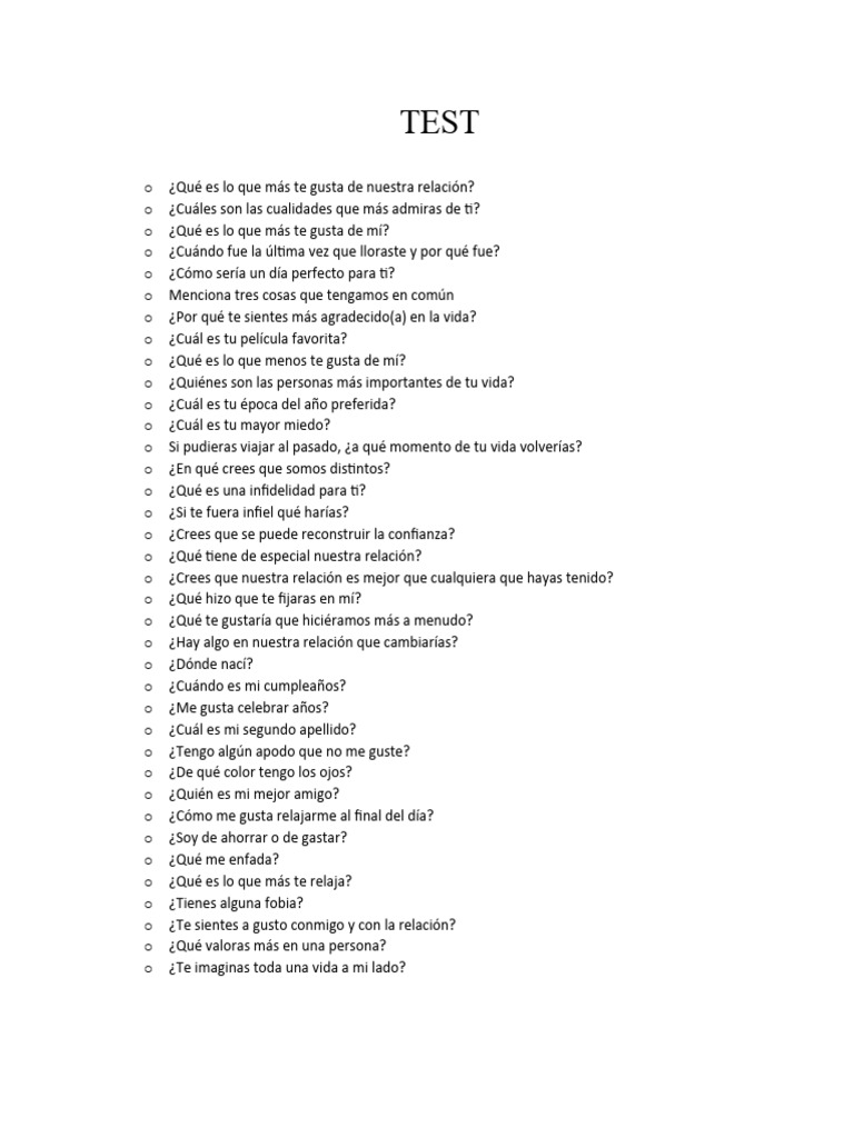 Test para Novios | PDF