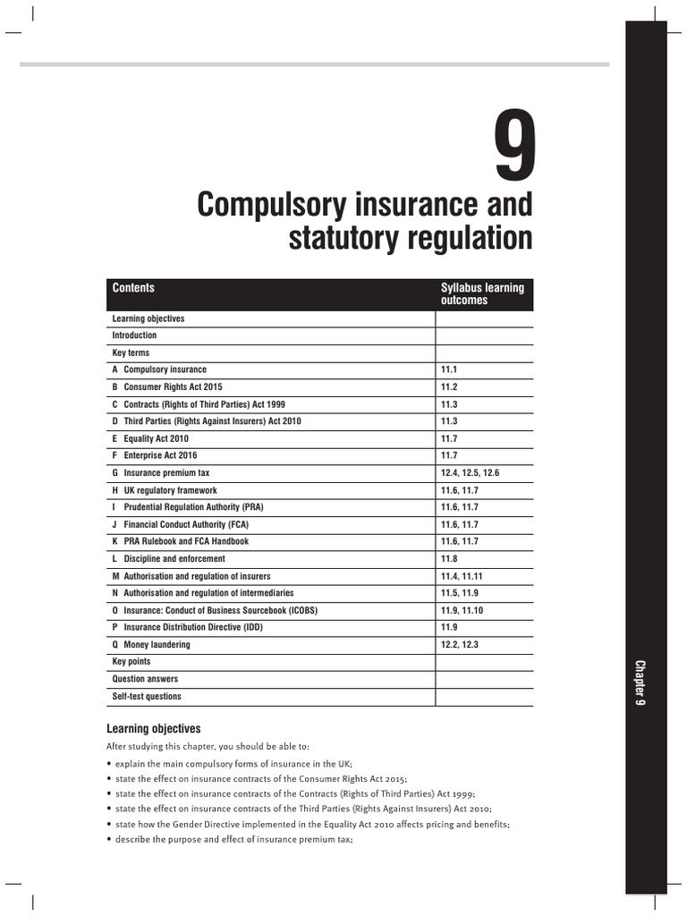 Compulsory Insurance and Regulation Overview | PDF | Insurance ...