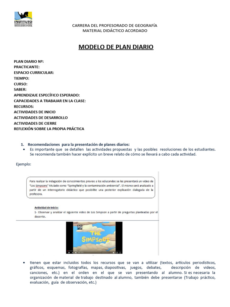 Modelo de Plan Diario | Descargar gratis PDF | Aprendizaje | Evaluación