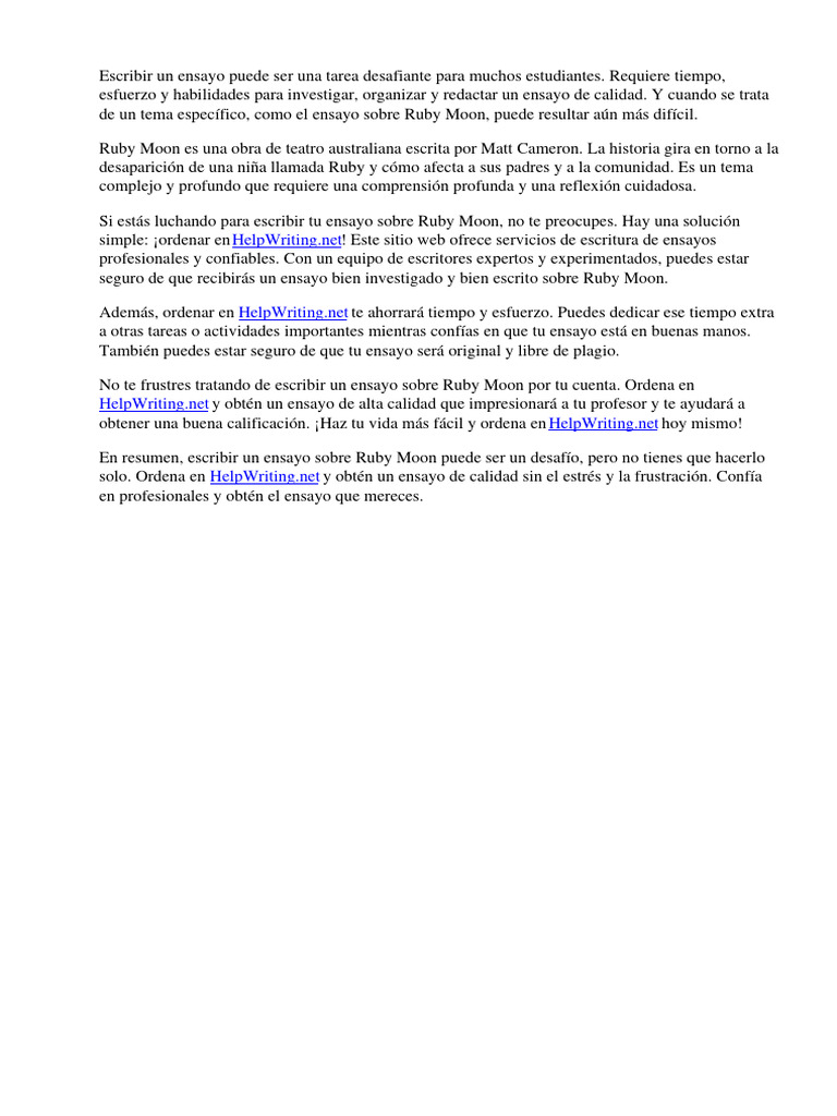 Ruby Moon Essay Help for Students | PDF | Language Arts & Discipline