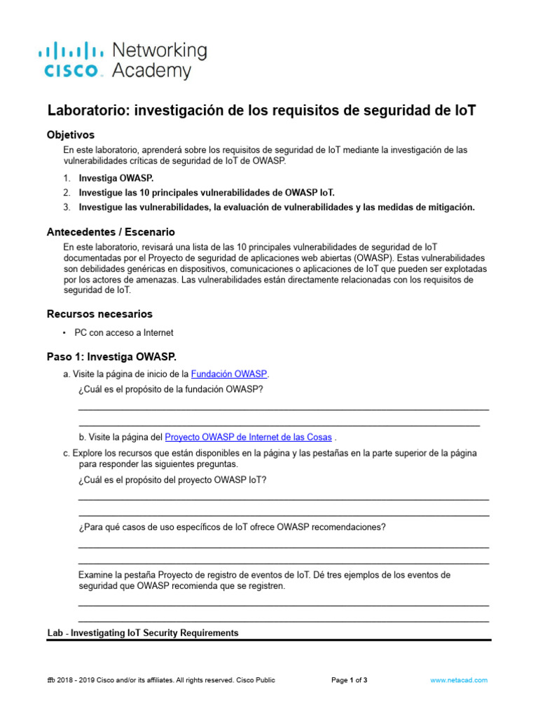 2.2.2.8 Lab - Investigating IoT Security Requirements | PDF | Vulnerabilidad (informática ...