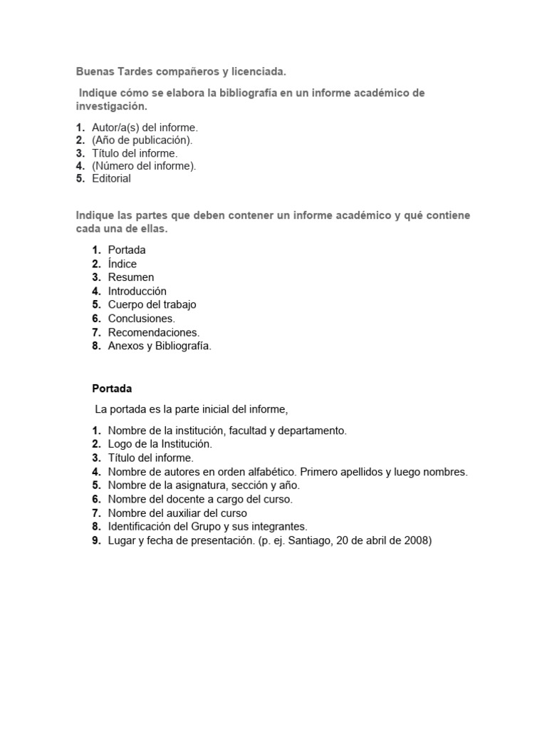 partes de un informe | PDF | Información