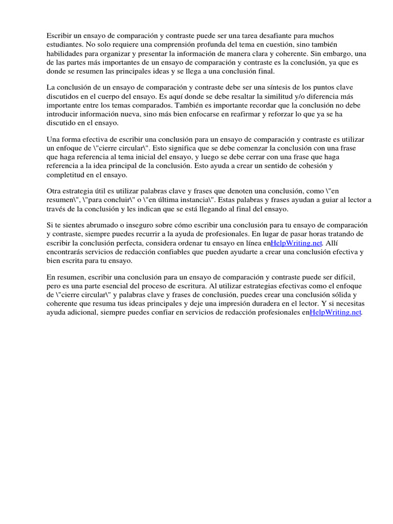 Cómo Escribir Una Conclusión para Un Ensayo de Comparación y Contraste ...