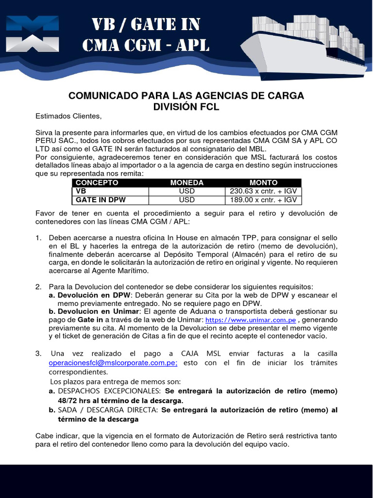 Comunicado de VB Cma - Apl | PDF