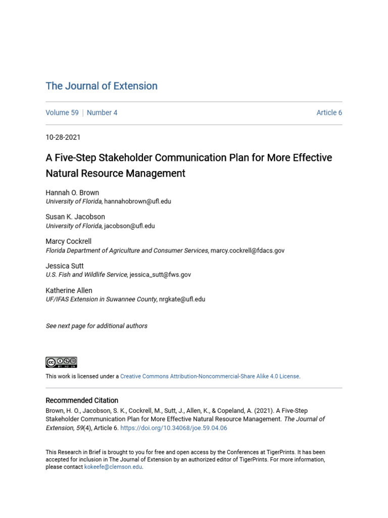 A Five Step Stakeholder Communication Plan Pdf Communication